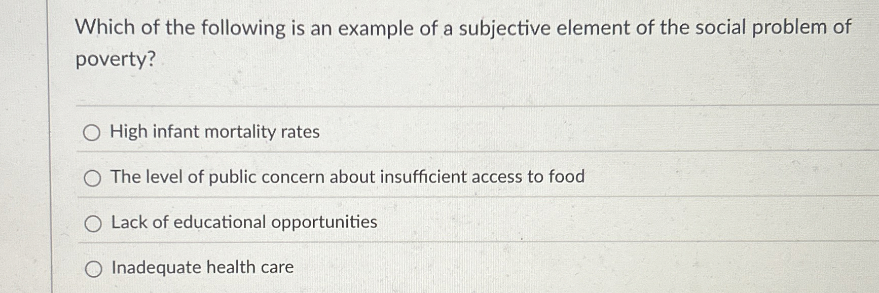 Solved Which of the following is an example of a subjective | Chegg.com