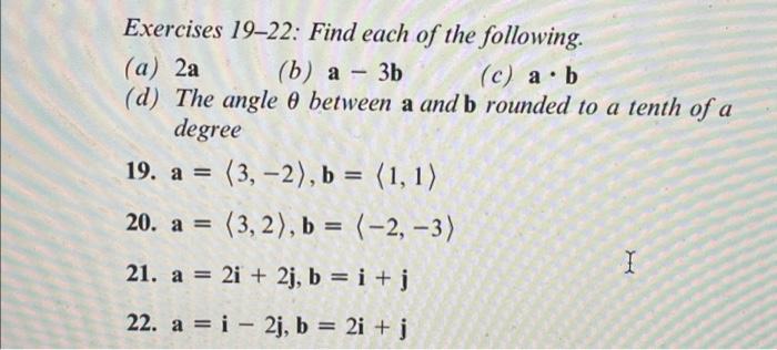 Solved (a) 2a Exercises 19–22: Find each of the following. | Chegg.com
