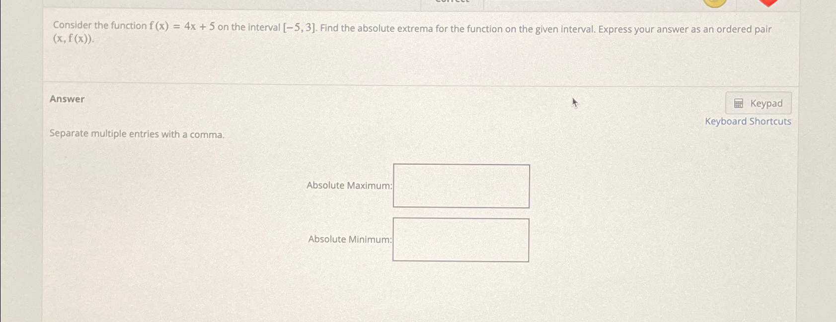 Solved Consider the function f(x)=4x+5 ﻿on the interval | Chegg.com