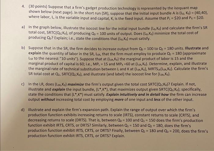 Solved 4. ( 30 points) Suppose that a firm's gadget | Chegg.com