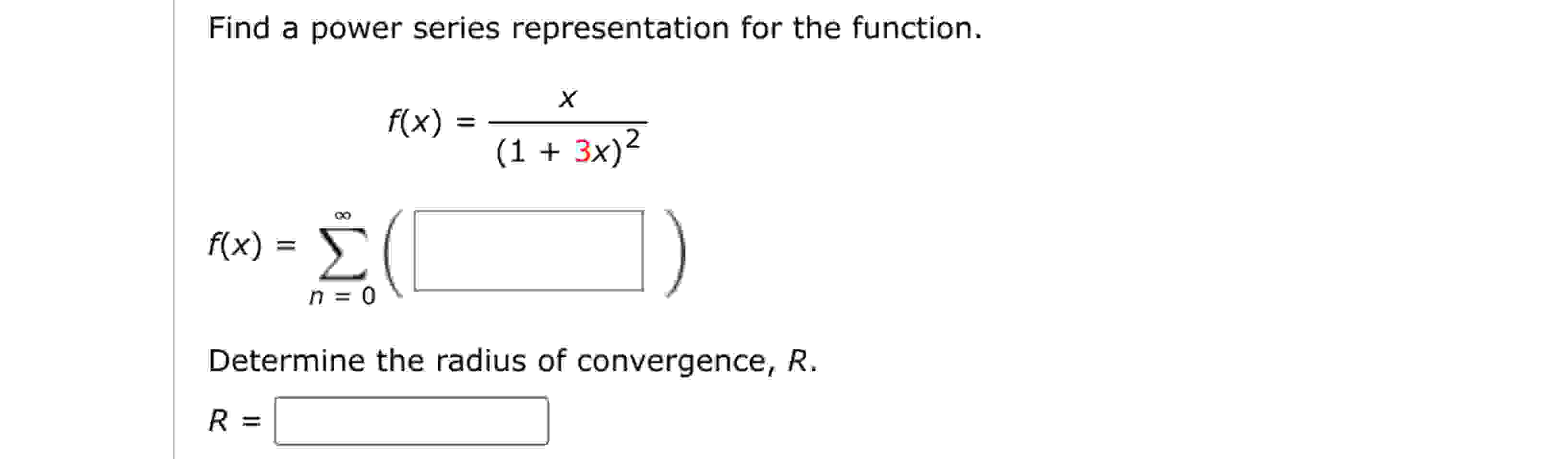 Solved Find a power series representation for the | Chegg.com