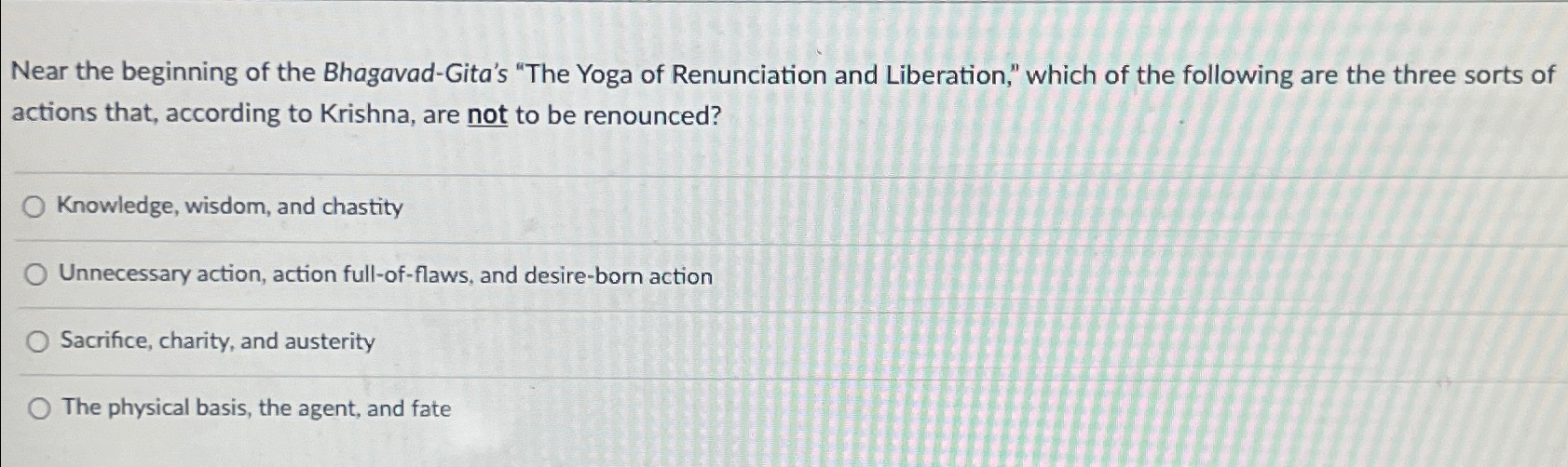 Solved Near the beginning of the Bhagavad-Gita's "The Yoga | Chegg.com