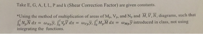 Solved Take E, G, A, I, L, P and k (Shear Correction Factor) | Chegg.com