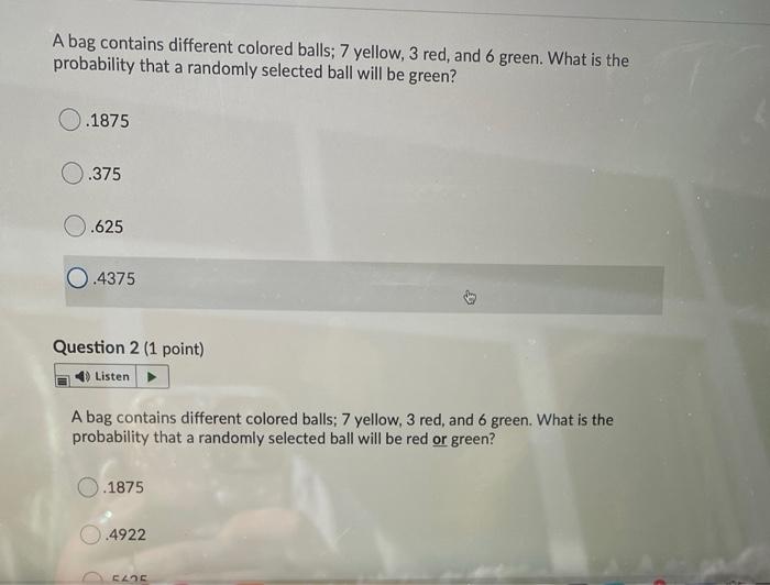 Solved A bag contains different colored balls; 7 yellow, 3 | Chegg.com