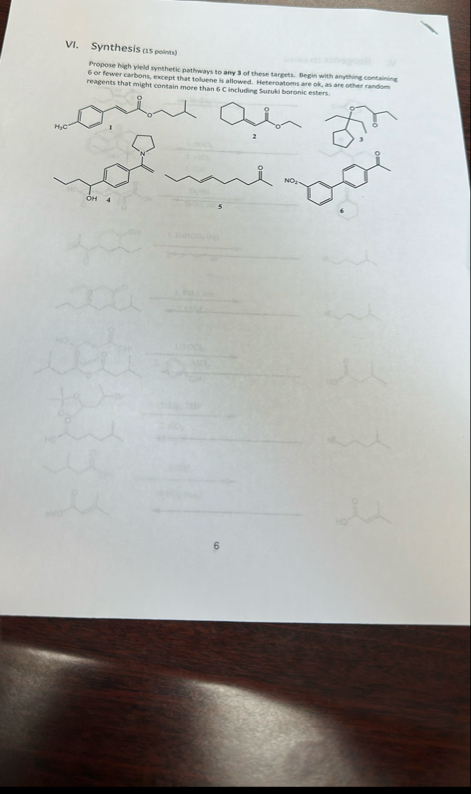 Solved VI. ﻿Synthesis (15 ﻿poims)Propose high yield | Chegg.com