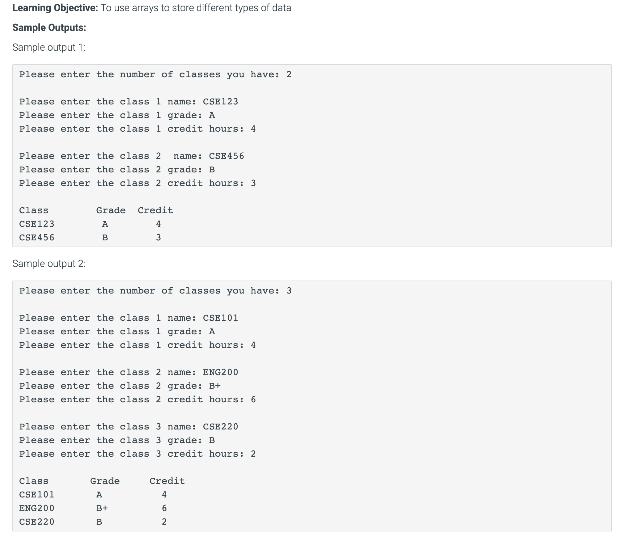 Solved Write a program that asks users how many classes they | Chegg.com