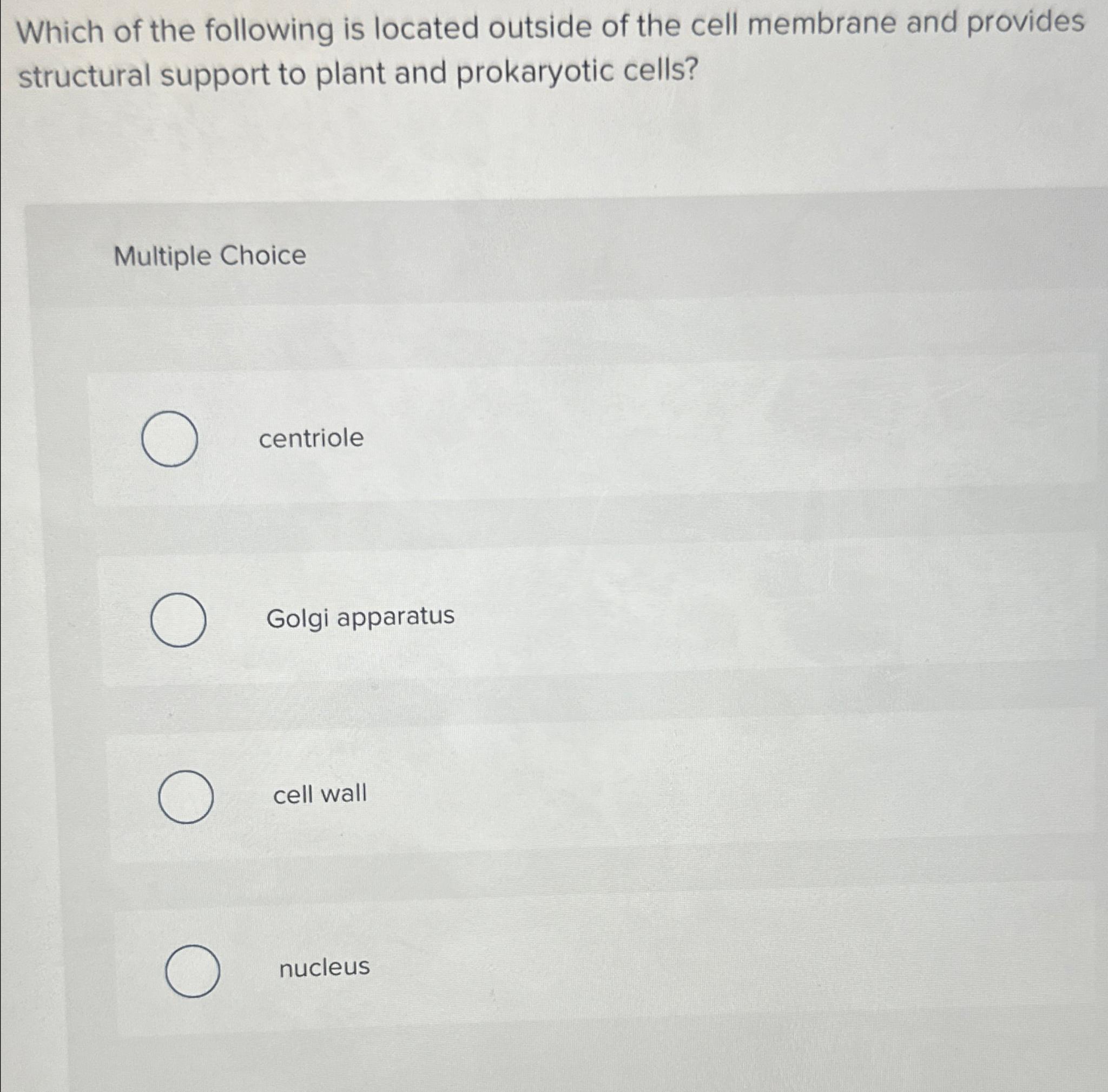 Solved Which of the following is located outside of the cell | Chegg.com