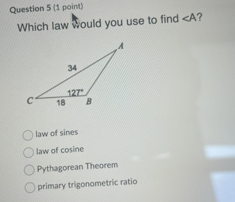 Solved Question 5 (1 ﻿point)Which law would you use to find | Chegg.com