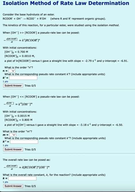 Isolation Method of ﻿Rate Law DeterminationConsider | Chegg.com