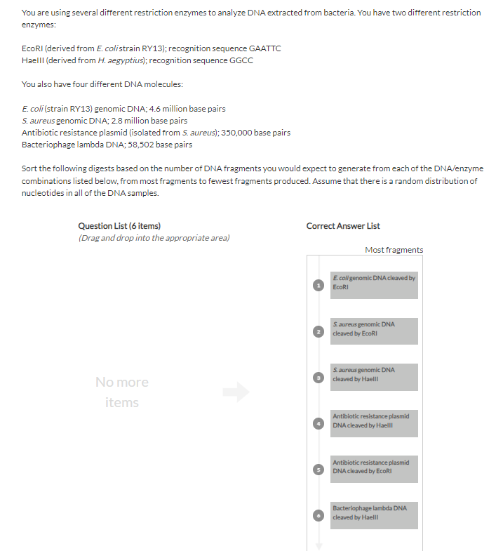 Solved You are using several different restriction enzymes | Chegg.com