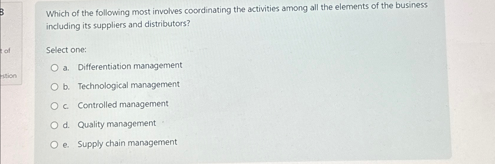 Solved Which of the following most involves coordinating the | Chegg.com