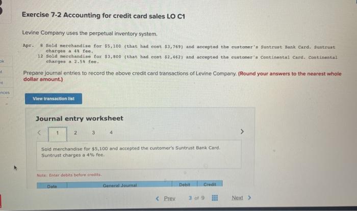 Solved Exercise 7-2 Accounting for credit card sales LO C1 | Chegg.com