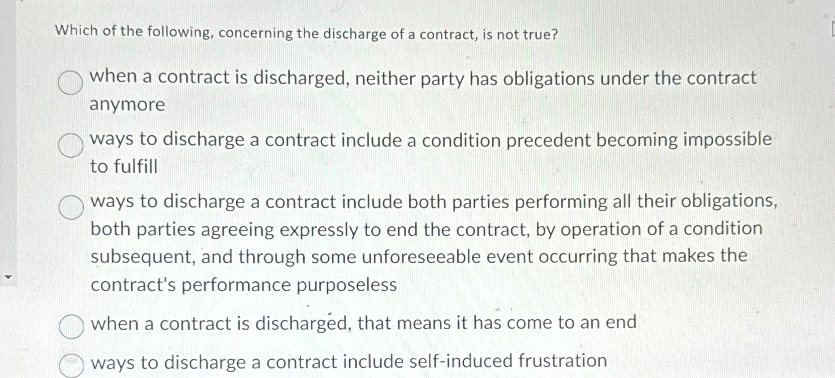 Solved Which of the following, concerning the discharge of a | Chegg.com