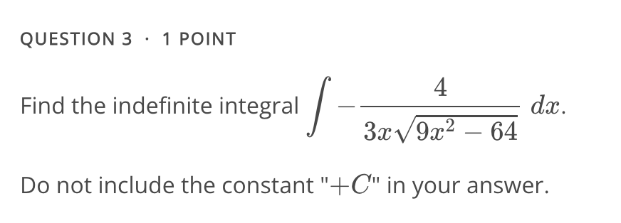 Solved QUESTION 3*1 ﻿POINTFind the indefinite integral | Chegg.com