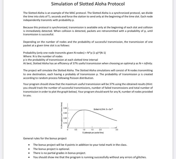Solved Simulation of Slotted Aloha Protocol The Slotted | Chegg.com