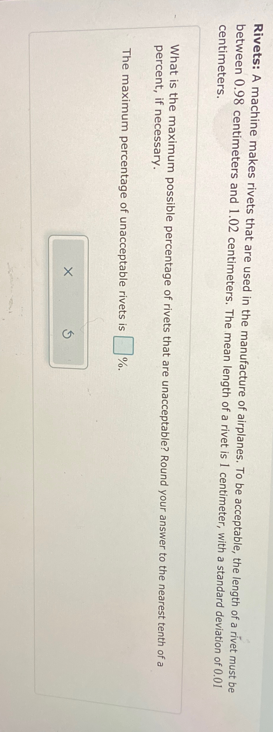 Solved Rivets: A machine makes rivets that are used in the | Chegg.com