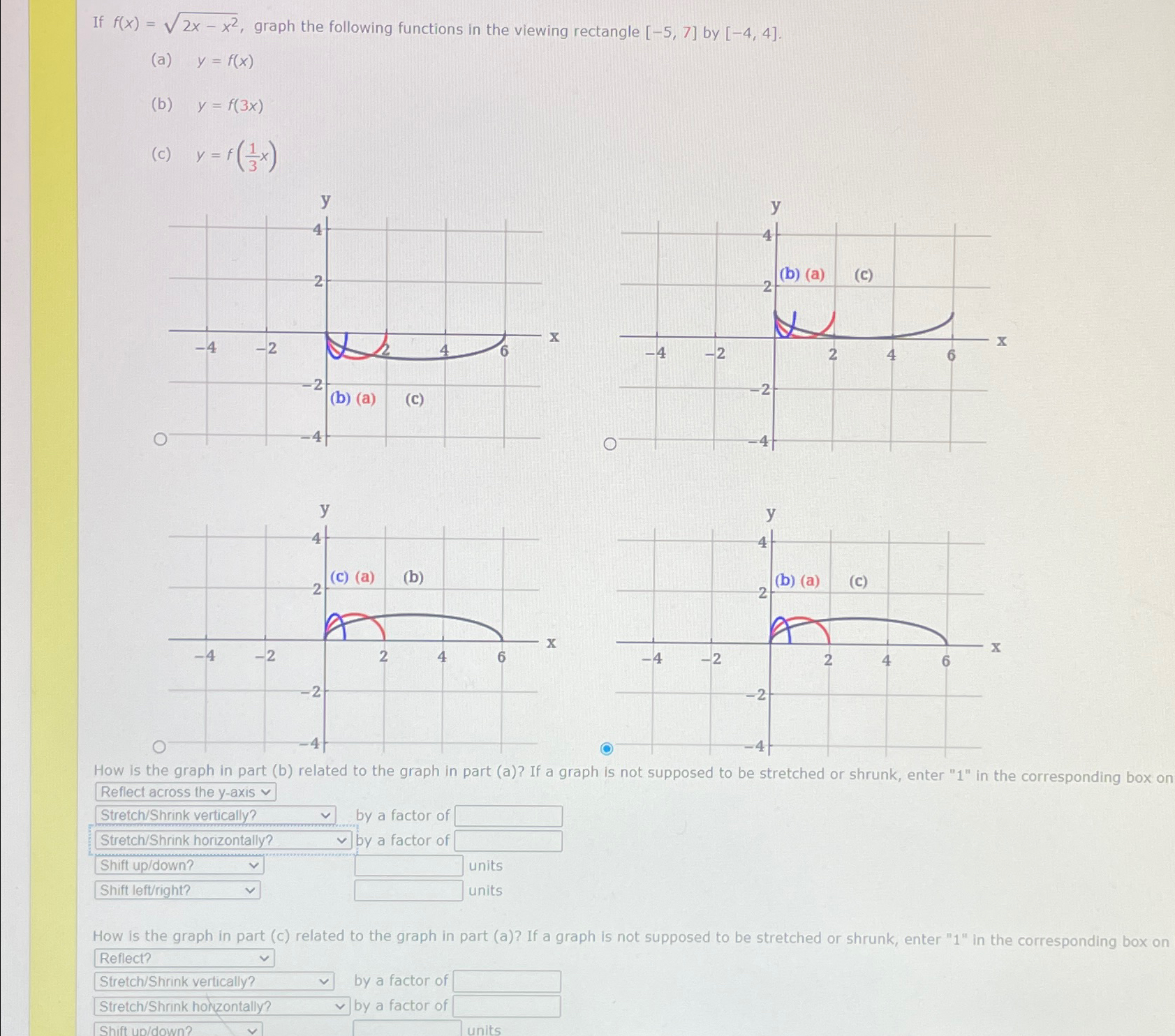 If f(x)=2x-x22, ﻿graph the following functions in the | Chegg.com
