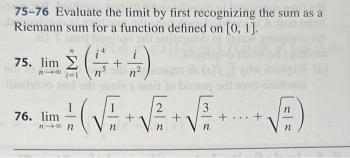 Solved 75-76 Evaluate the limit by first recognizing the sum | Chegg.com