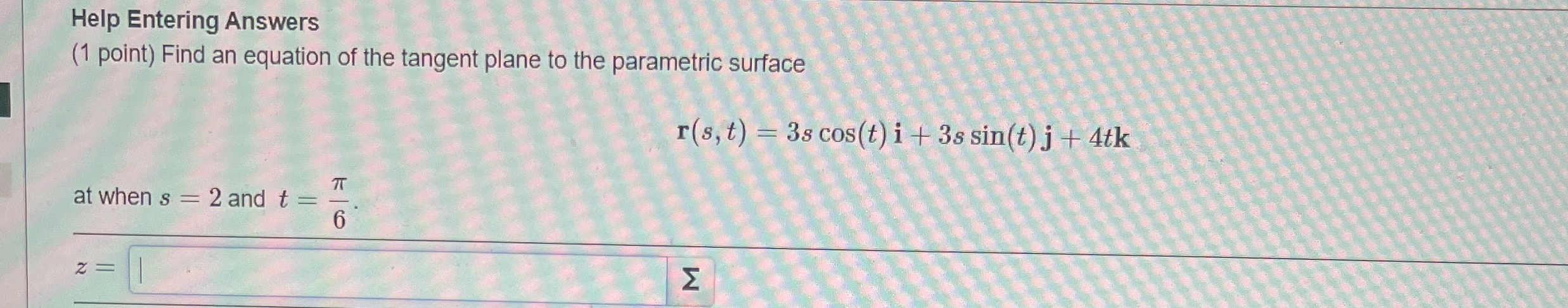 Solved Help Entering Answers(1 ﻿point) ﻿Find an equation of | Chegg.com
