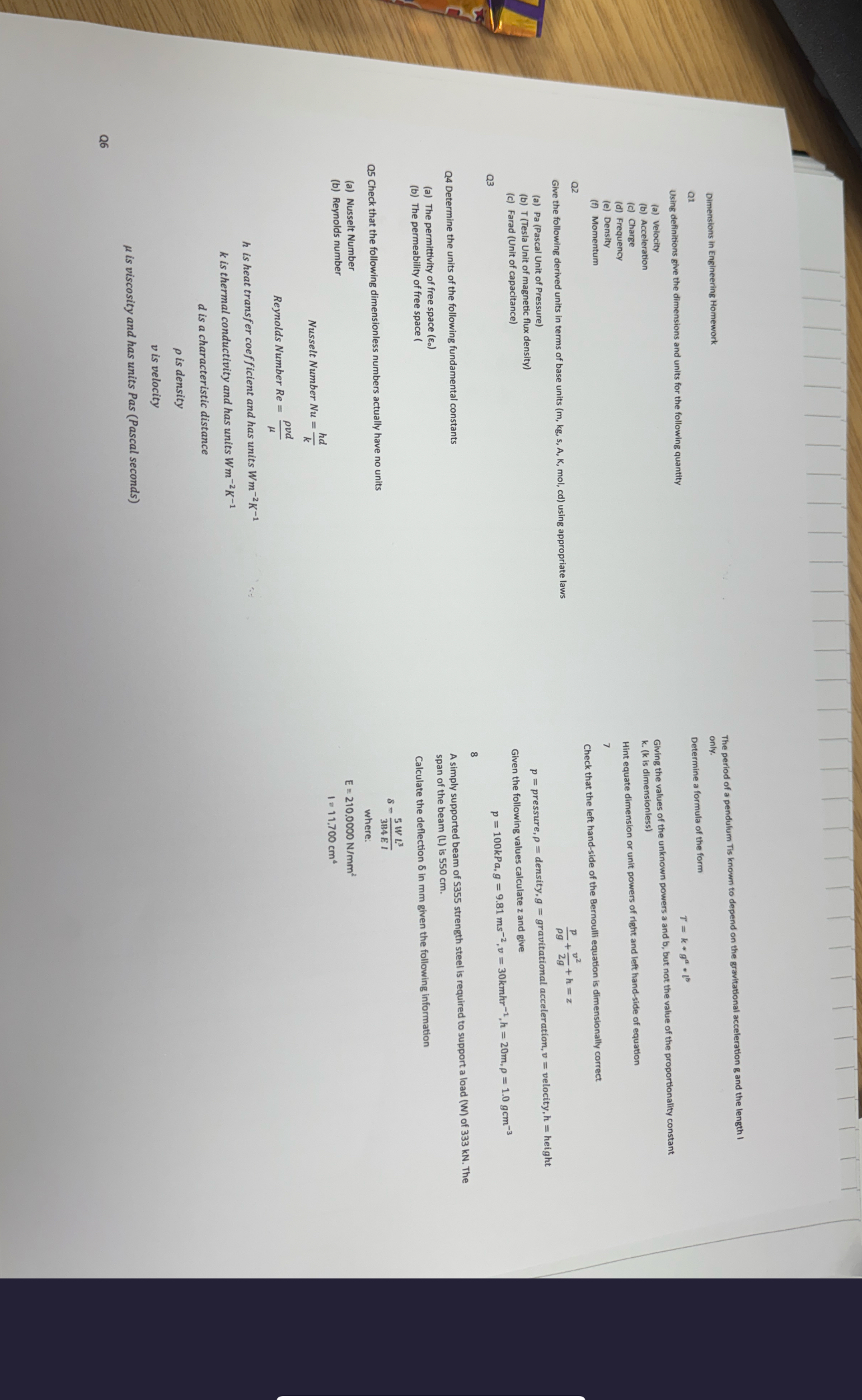 Solved Dimensions in Engineering HomeworkatUsing definitions | Chegg.com