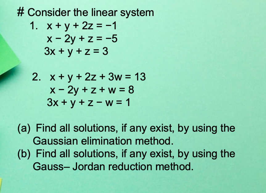 Solved Consider the linear | Chegg.com
