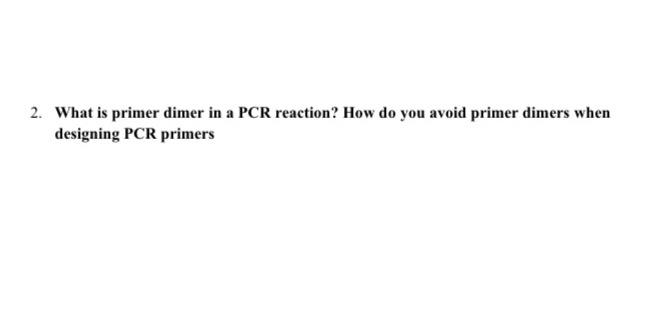 Solved 2 What Is Primer Dimer In A Pcr Reaction How Do You