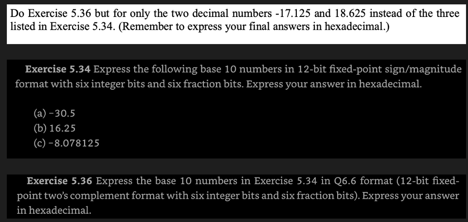 Solved Do Exercise 5.36 ﻿but for only the two decimal | Chegg.com