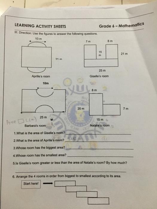 Solved Grade 6 - Mathematics LEARNING ACTIVITY SHEETS III. | Chegg.com