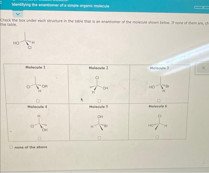 Solved Identifying the enantiomer of a simple organic | Chegg.com