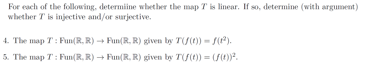 Solved For each of the following, determiine whether the map | Chegg.com