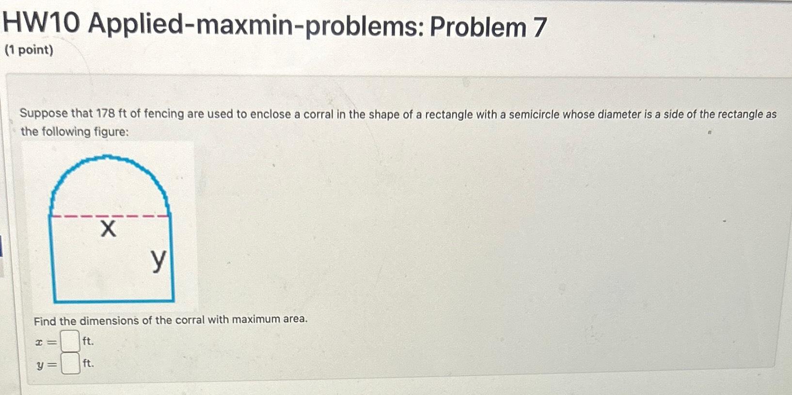 Solved HW10 ﻿Applied-maxmin-problems: Problem 7(1 | Chegg.com