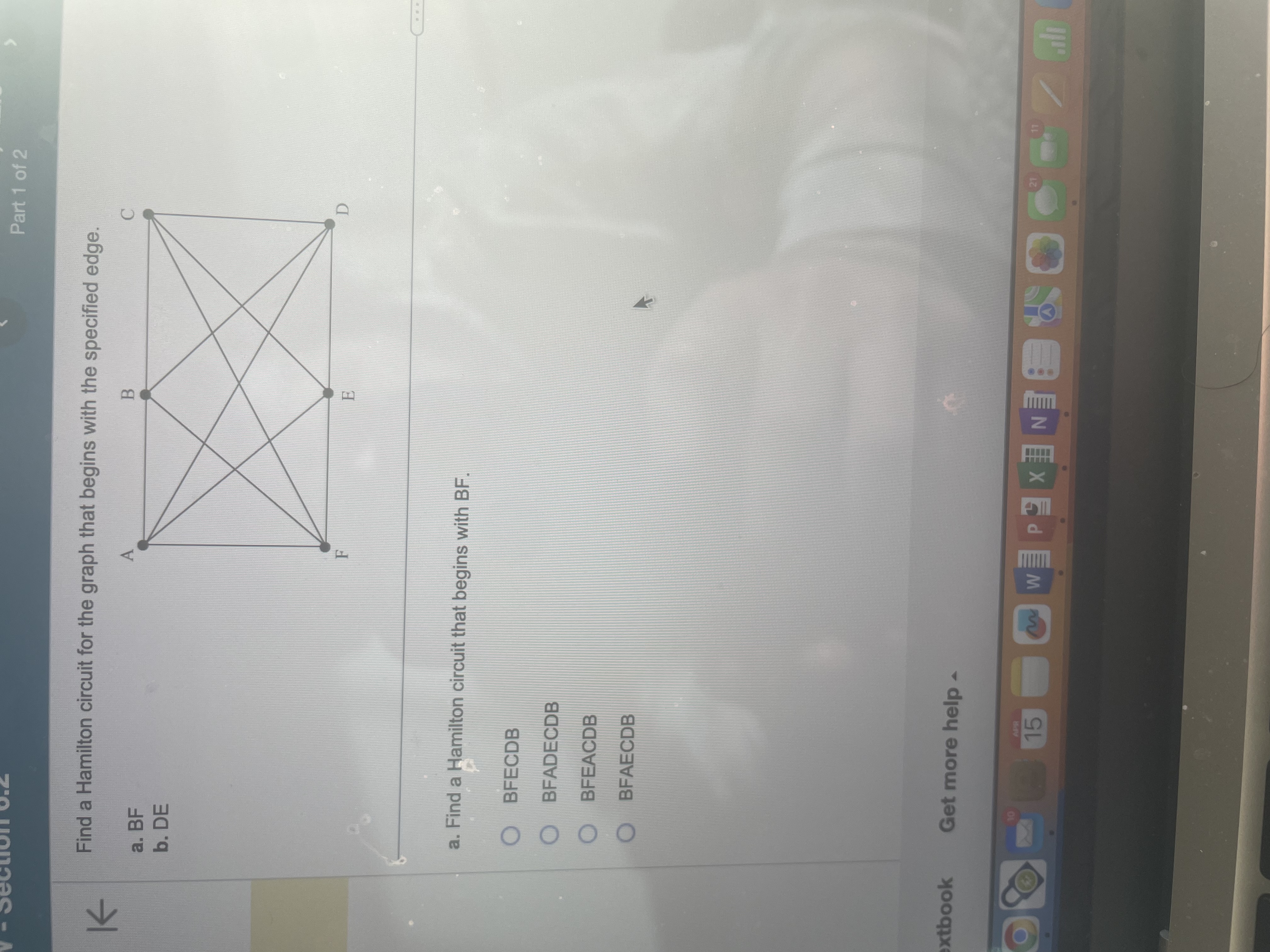 Solved Part 1 ﻿of 2Find a Hamilton circuit for the graph | Chegg.com