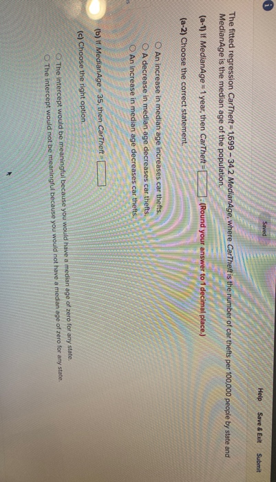 Solved Saved Help Save & Exit Submit The fitted regression | Chegg.com