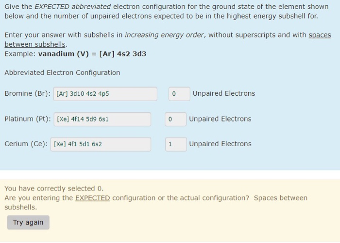 Solved Give the EXPECTED abbreviated electron configuration | Chegg.com