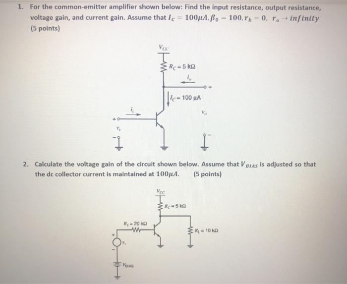 Solved 1. For the common-emitter amplifier shown below: Find | Chegg.com