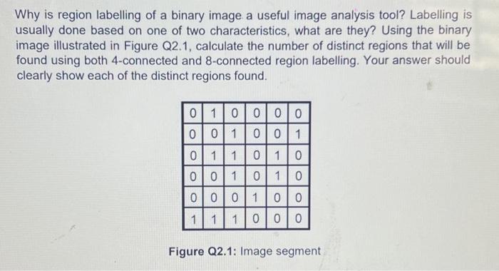 Why is region labelling of a binary image a useful | Chegg.com