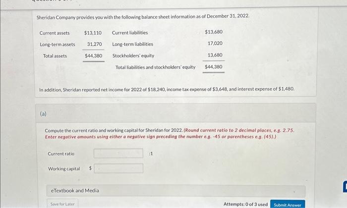 Solved Sheridan Company provides you with the following | Chegg.com