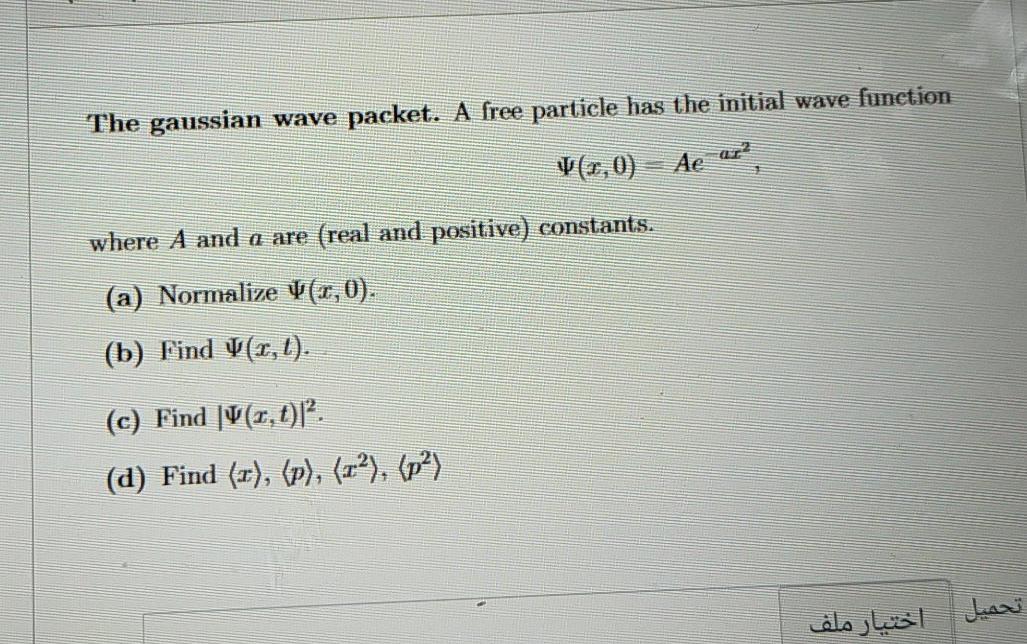 Solved The gaussian wave packet. A free particle has the | Chegg.com