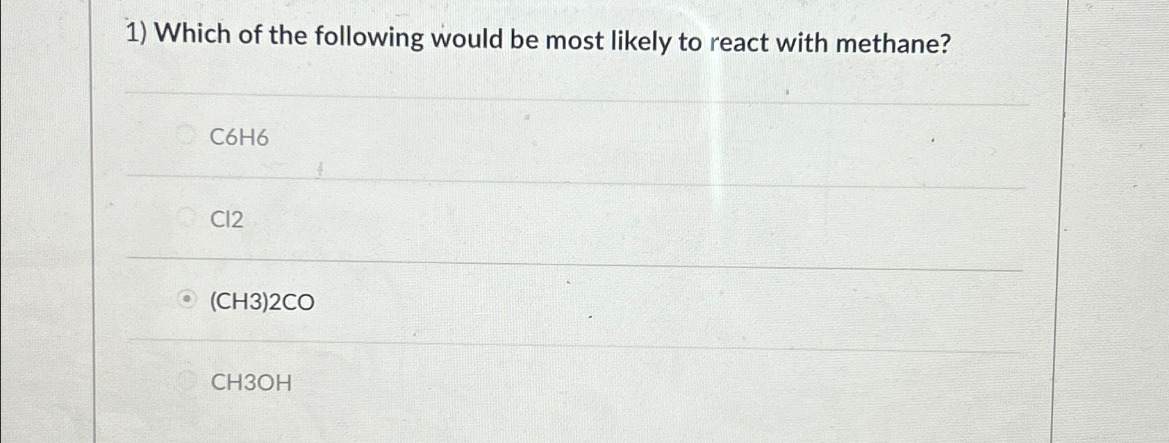 Solved Which of the following would be most likely to react | Chegg.com
