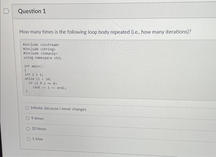 Solved How many times is the following loop body repeated | Chegg.com