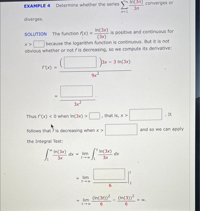 Solved EXAMPLE 4 Determine whether the series In(3n) | Chegg.com