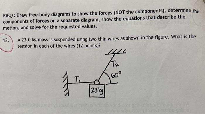Solved FRQs: Draw free-body diagrams to show the forces (NOT | Chegg.com Solved FRQs: Draw free-body diagrams to show the forces (NOT | Chegg.com