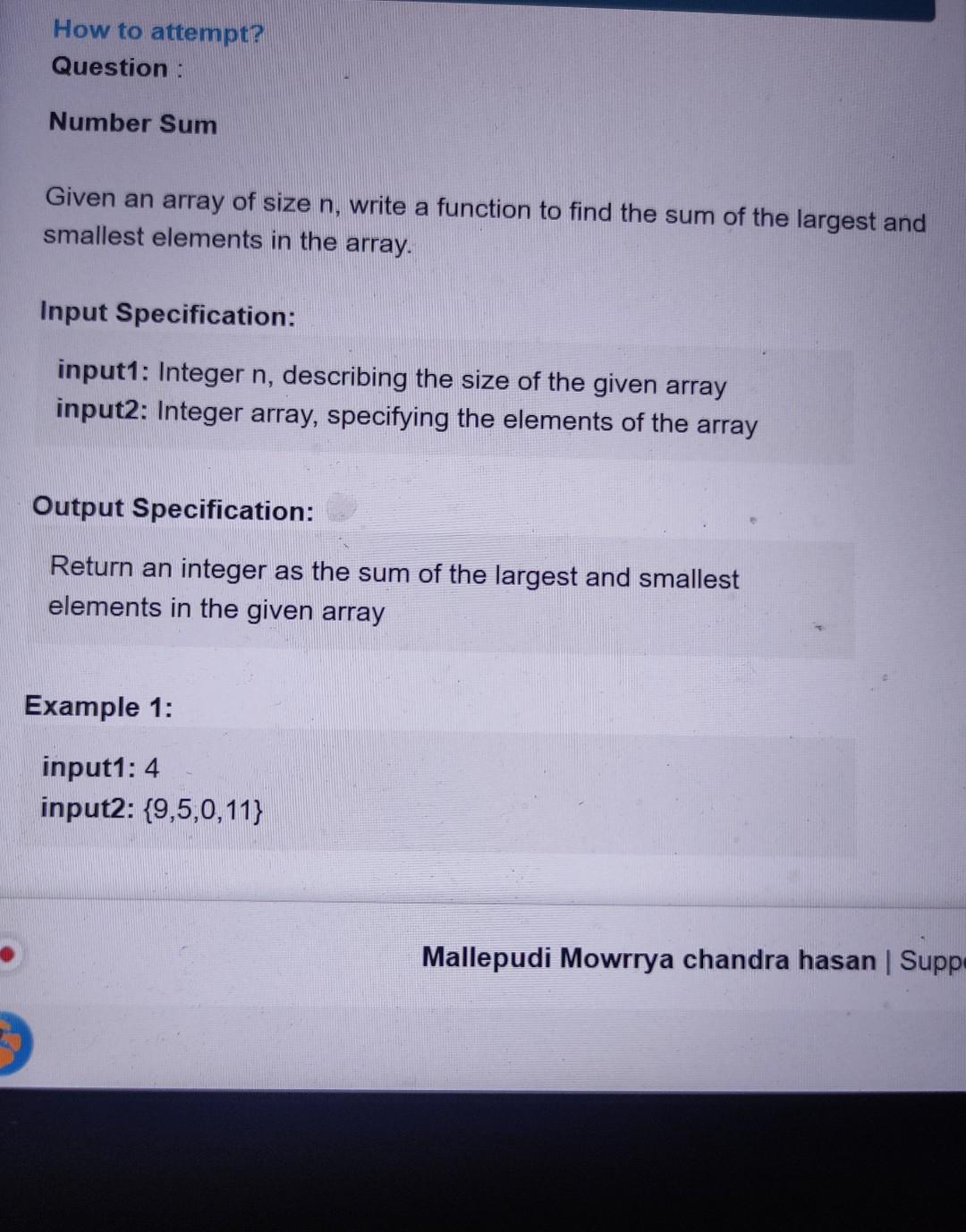 Solved Number Sum Given an array of size n, write a function | Chegg.com