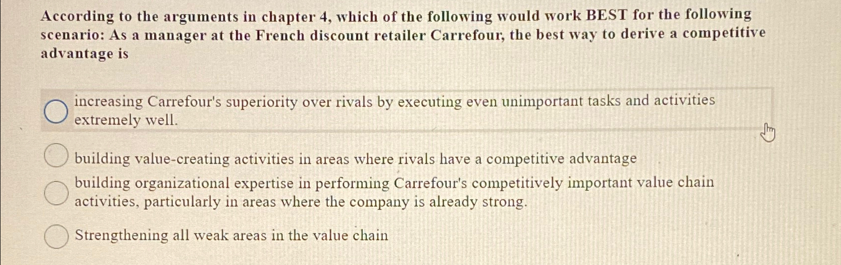 Solved According to the arguments in chapter 4, ﻿which of | Chegg.com