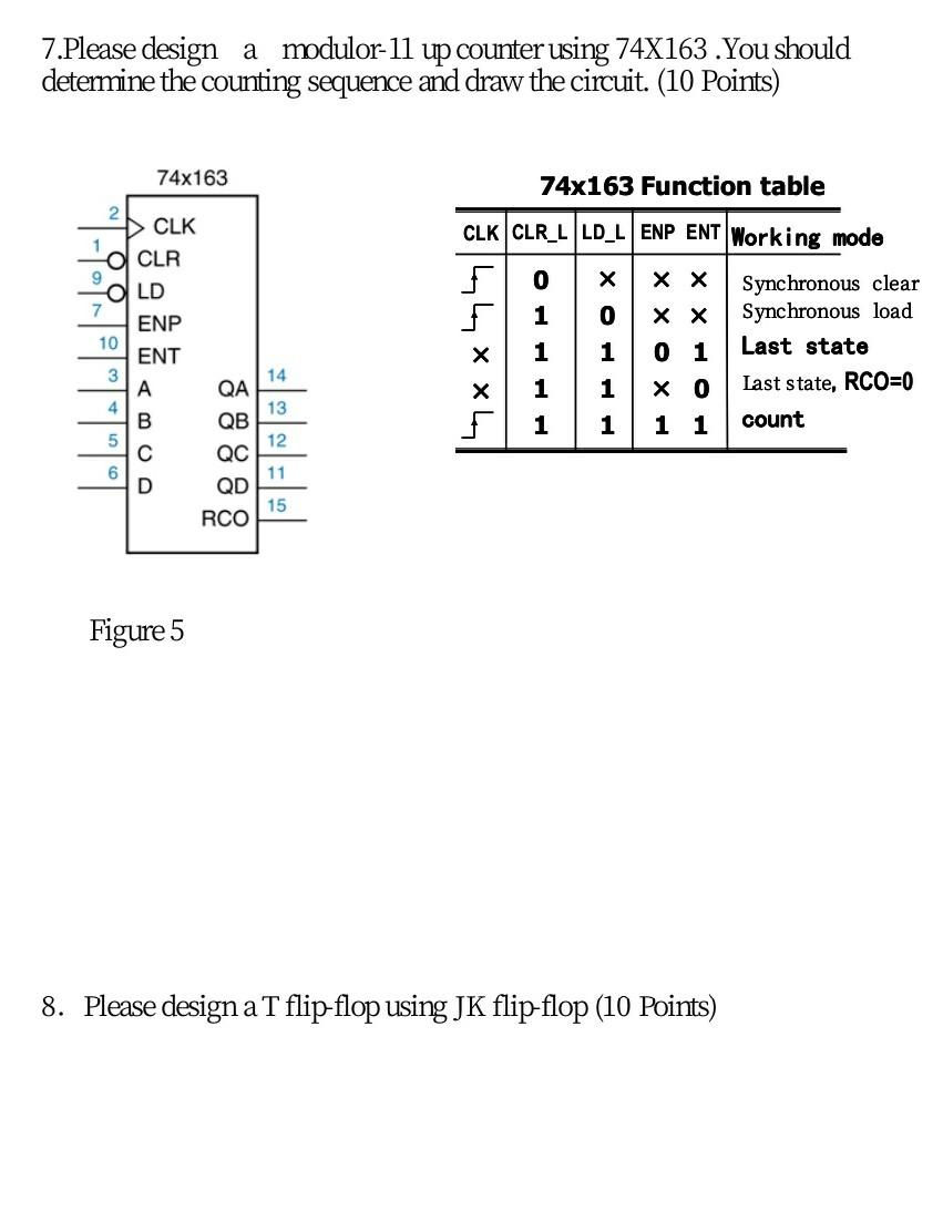 Solved 7.Please design a modulor-11 up counter using 74X163 | Chegg.com