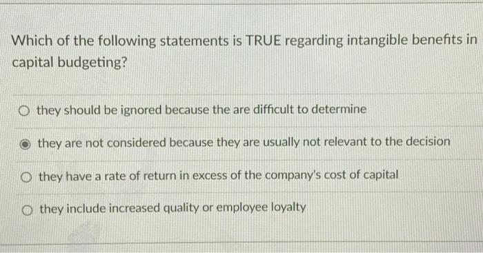 Solved Which of the following statements is TRUE regarding | Chegg.com