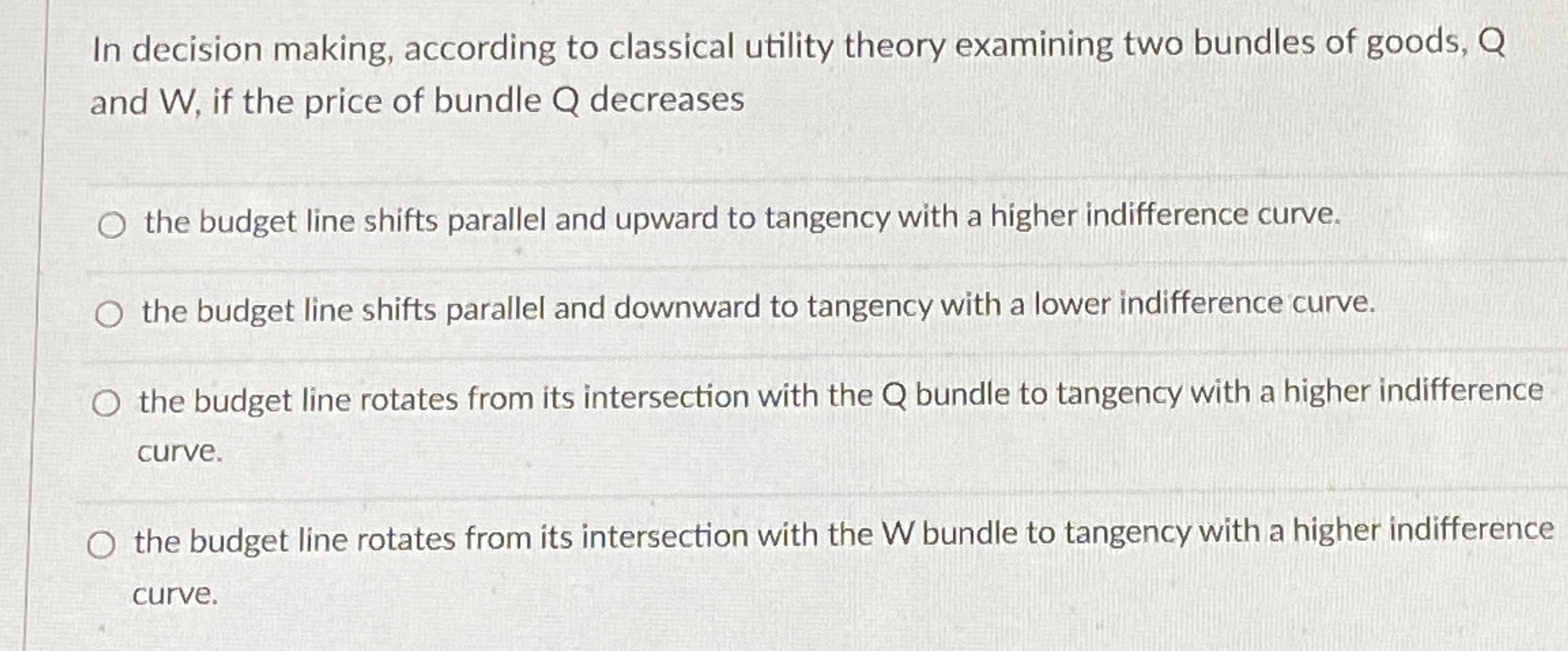 Solved In decision making, according to classical utility | Chegg.com