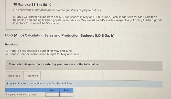 Solved Required information SB Exercise E8-5 to E8-10 [The | Chegg.com