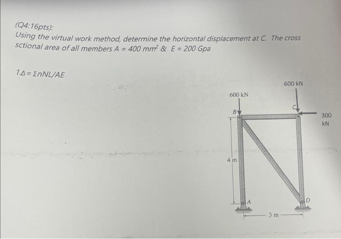 Solved (Q4:16pts): Using the virtual work method, determine | Chegg.com