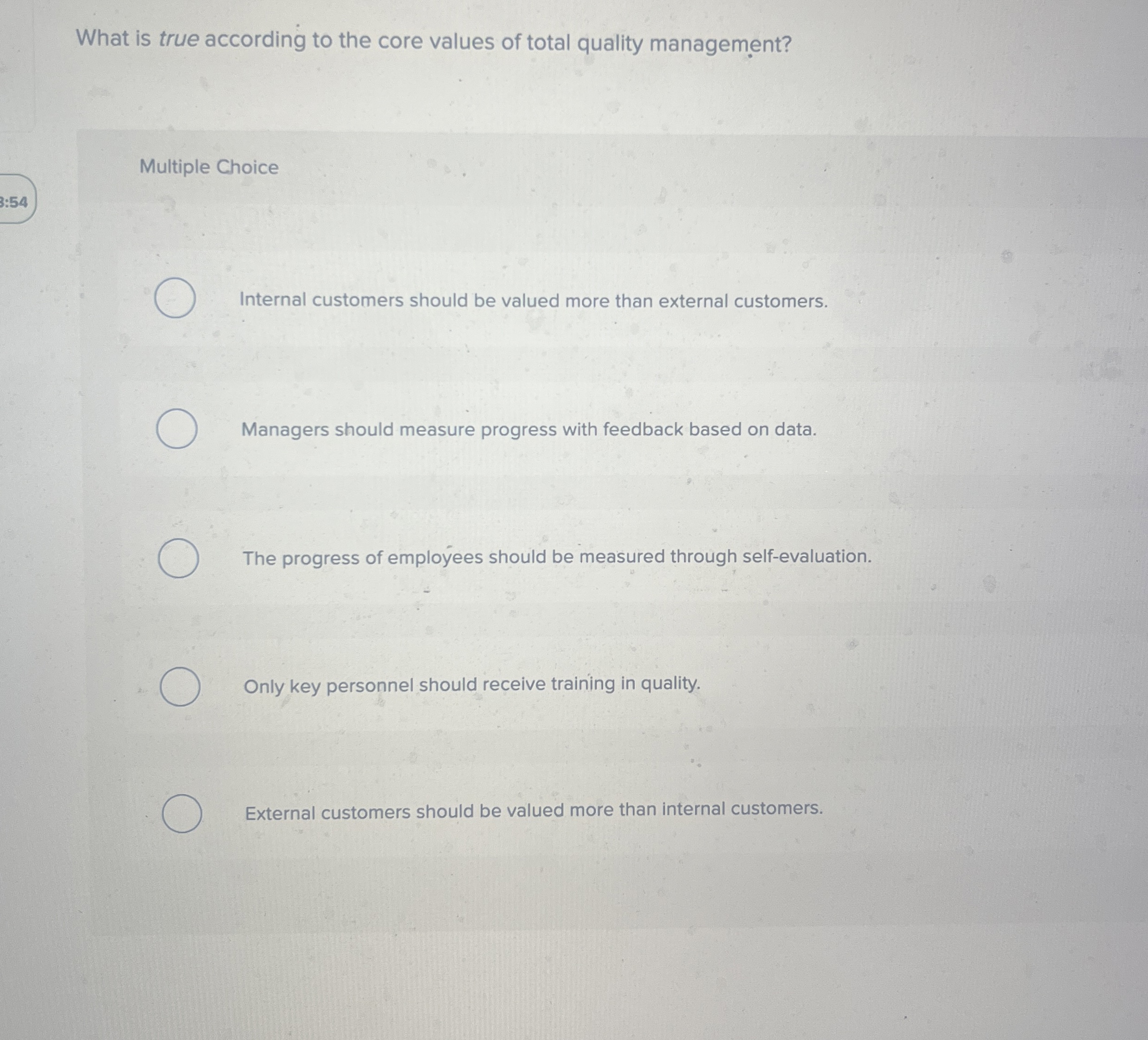 Solved What is true according to the core values of total | Chegg.com